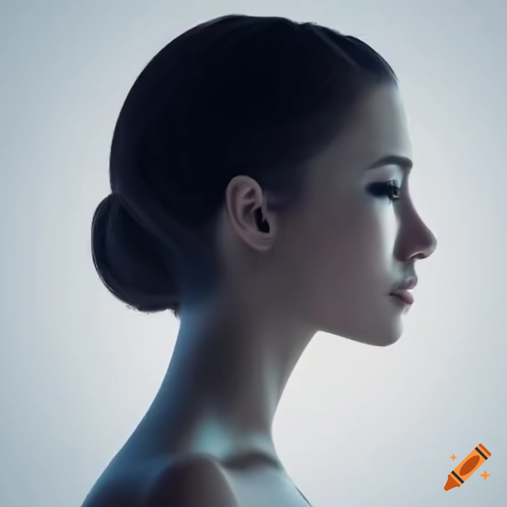 Side profile of a cyber woman
