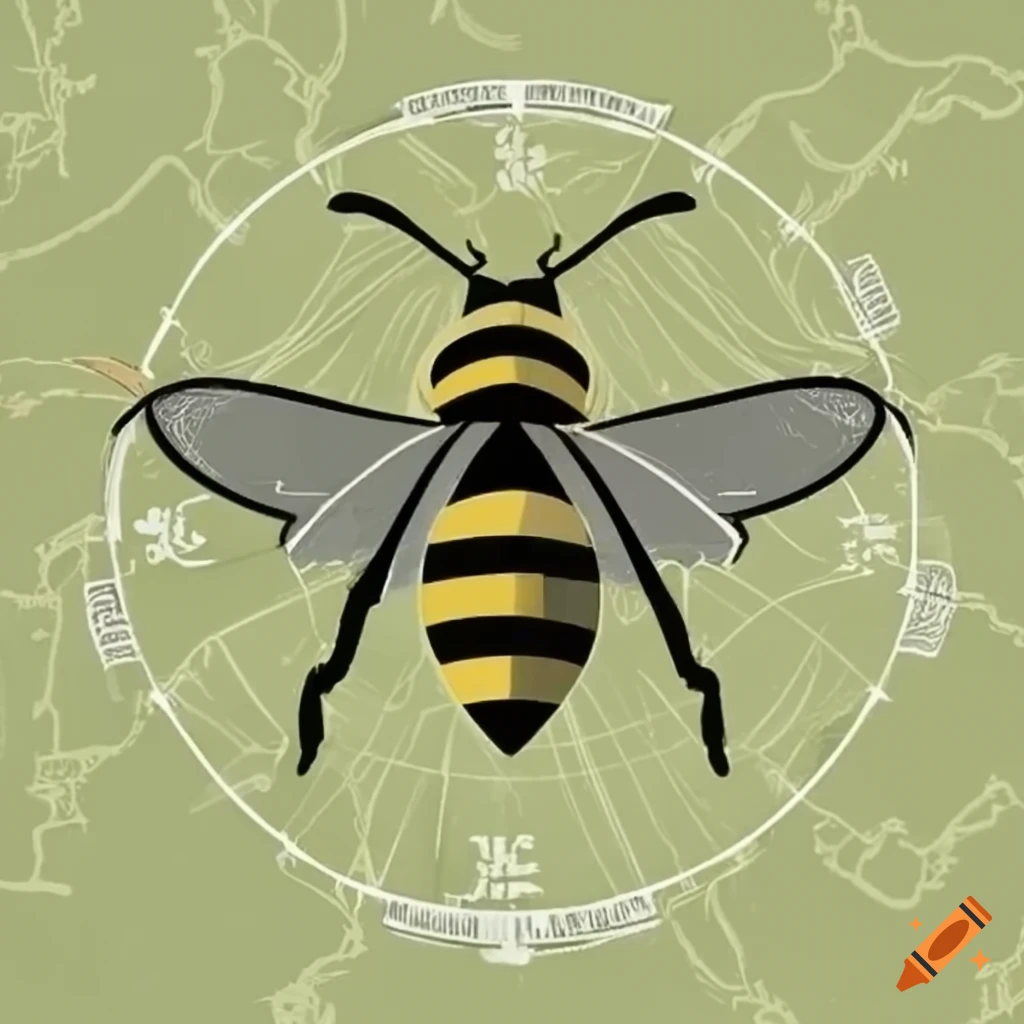 Bee logo on a map or compass