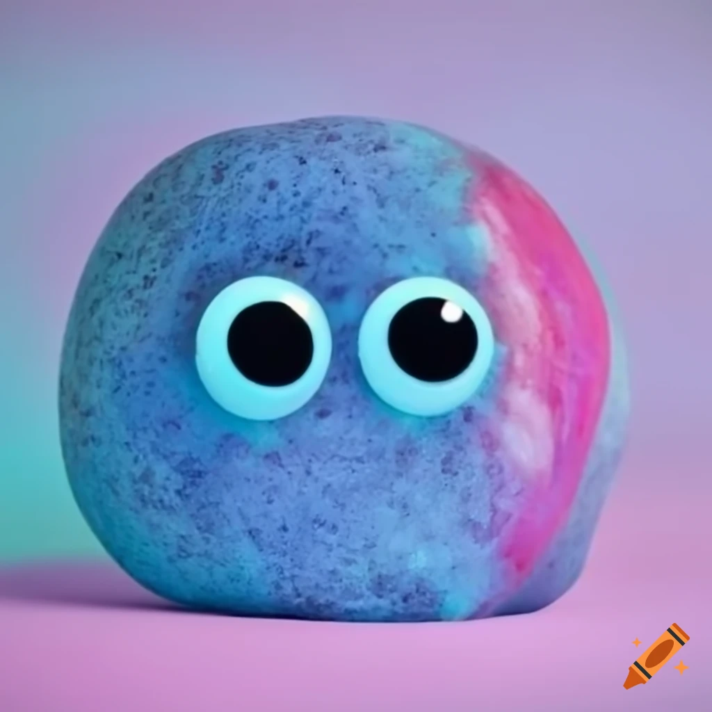 Cute anthropomorphic blue raspberry with big eyes and a smile on Craiyon