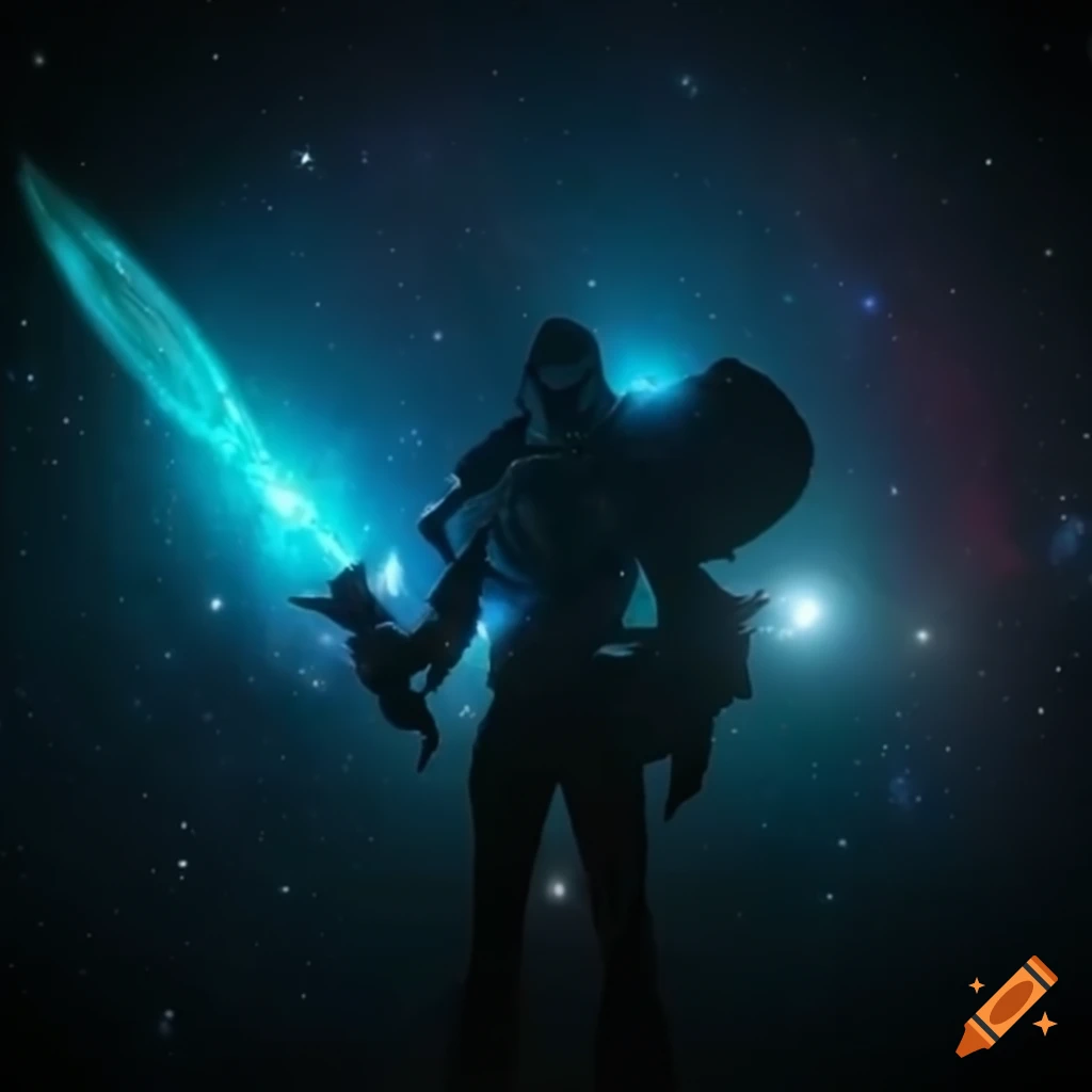 Cosmic space knight fighting darkness