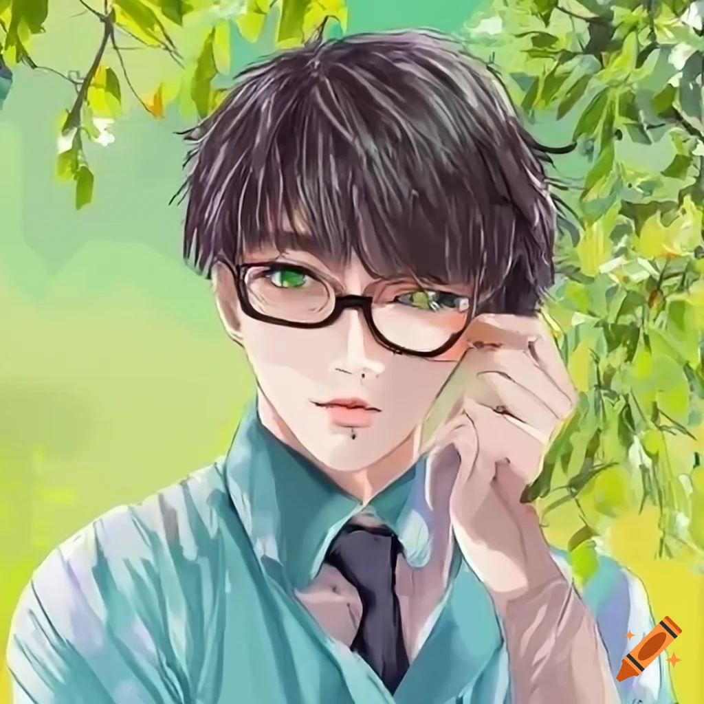 A male programmer with glasses in nature on Craiyon