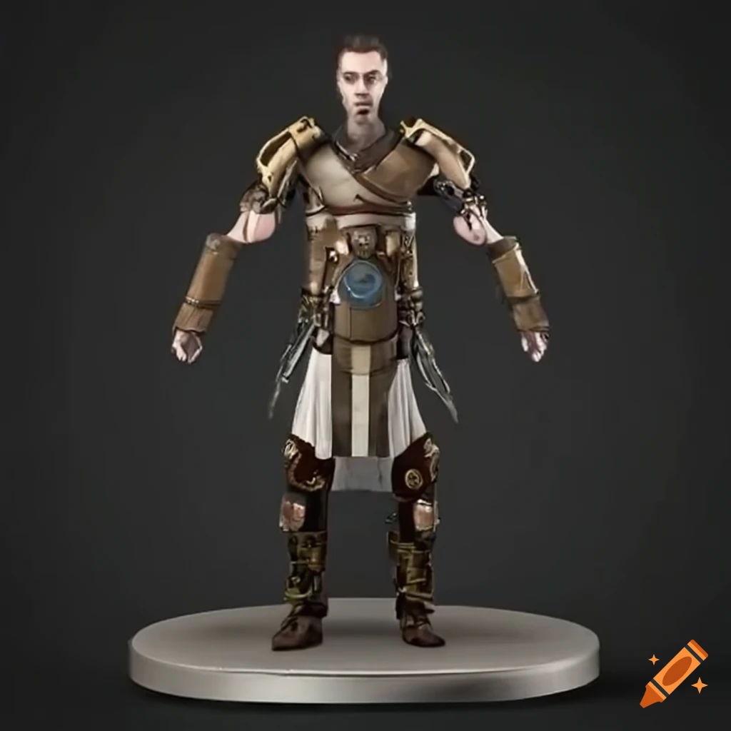 Illustration of a cyberpunk warrior with roman-inspired outfit and ...