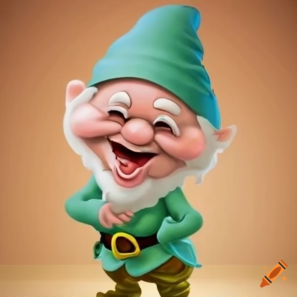 Cartoon of a dwarf laughing on Craiyon