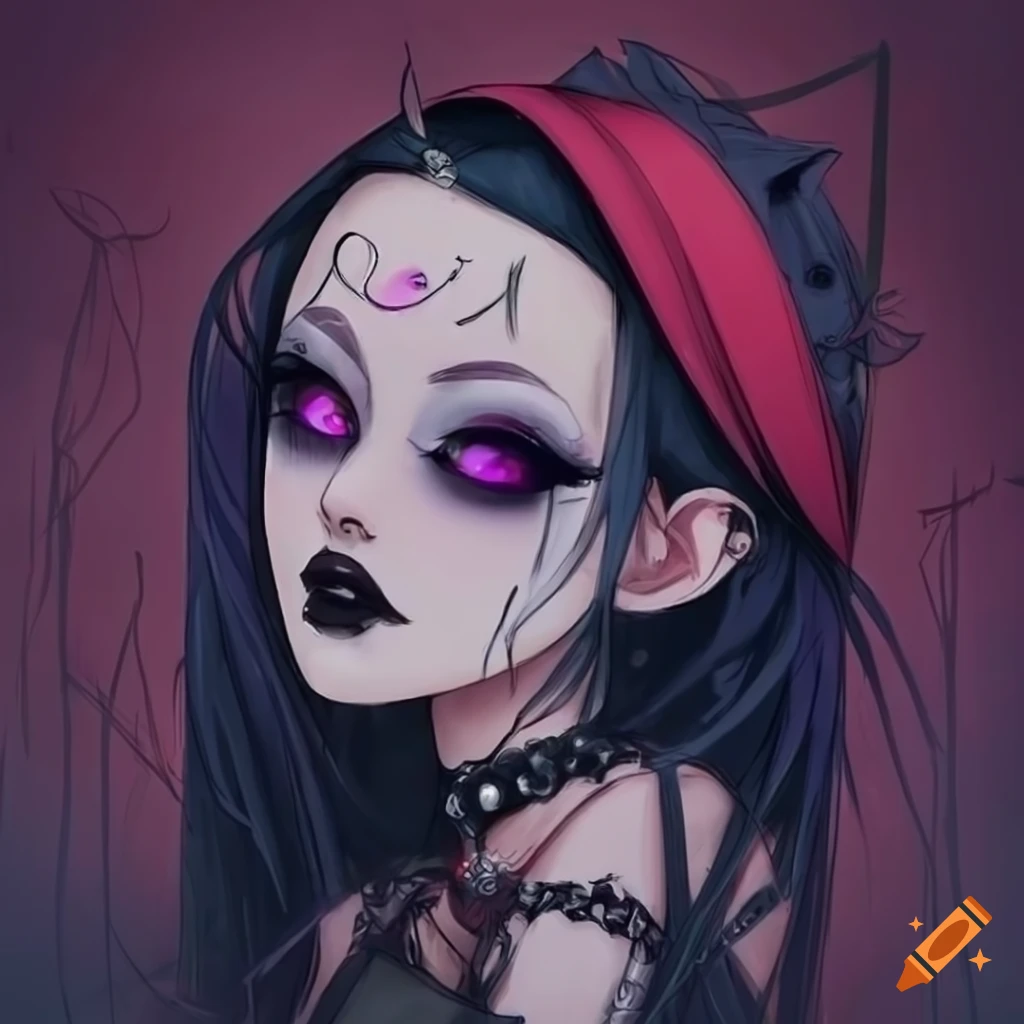 Dark beauty girl with gothic metal style on Craiyon