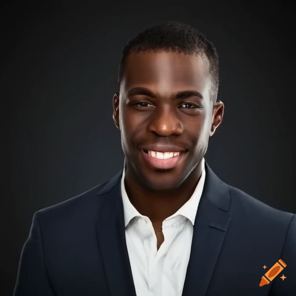 Professional headshot of a confident black person on Craiyon
