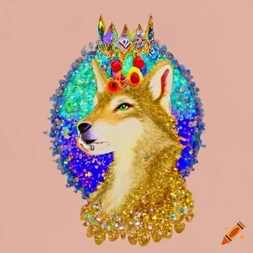 Colorful artwork of a princess wolf howling on Craiyon