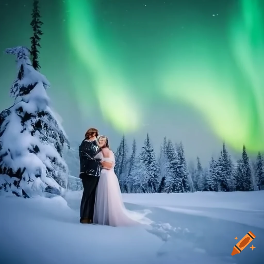 Proposal on the snowy landscape with aurora borealis on Craiyon