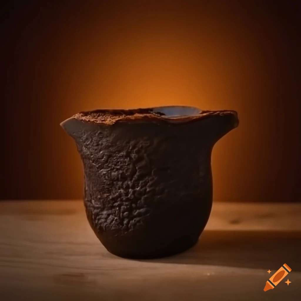 Rough textured handmade pot made from coffee grounds on Craiyon