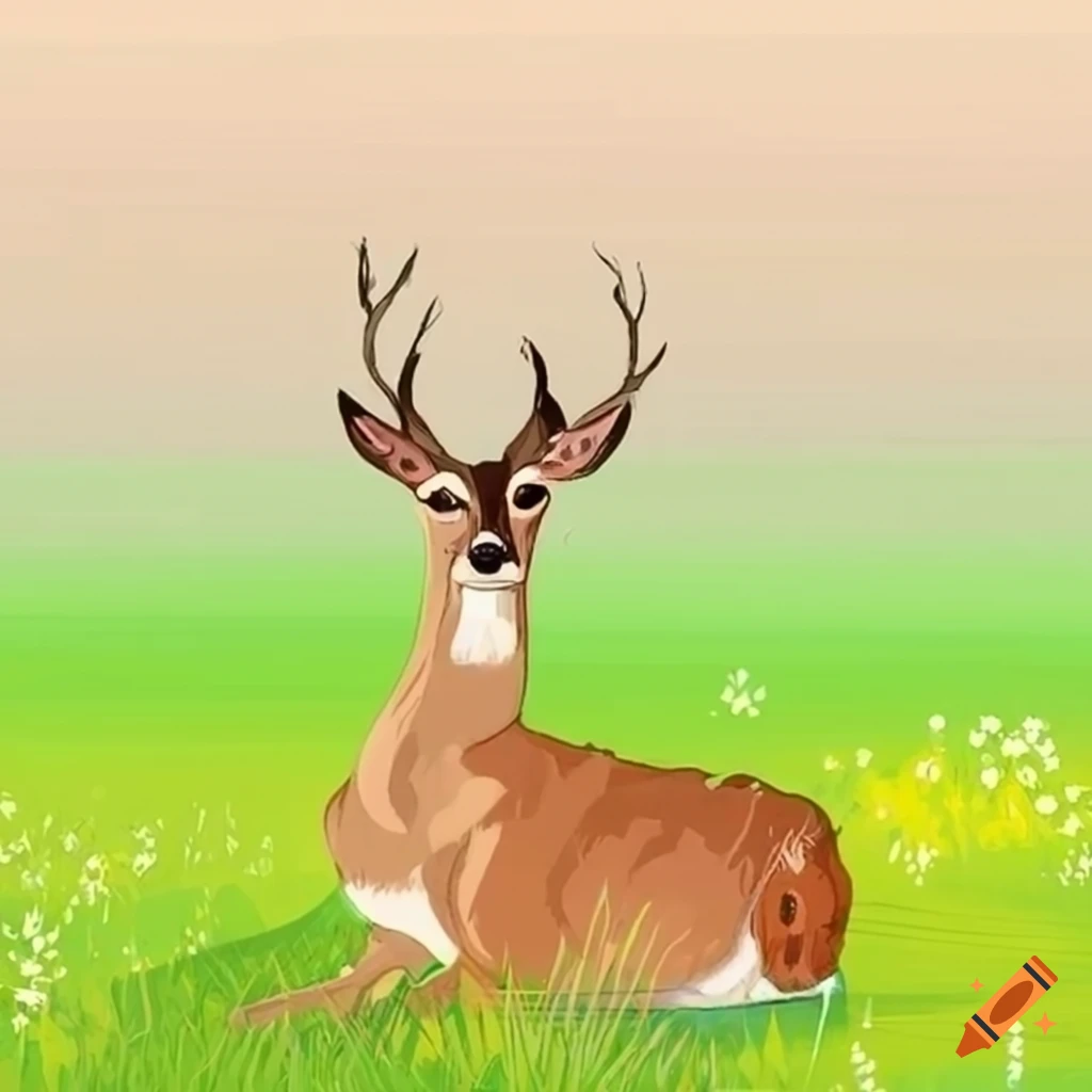 Artwork of a doe in a meadow
