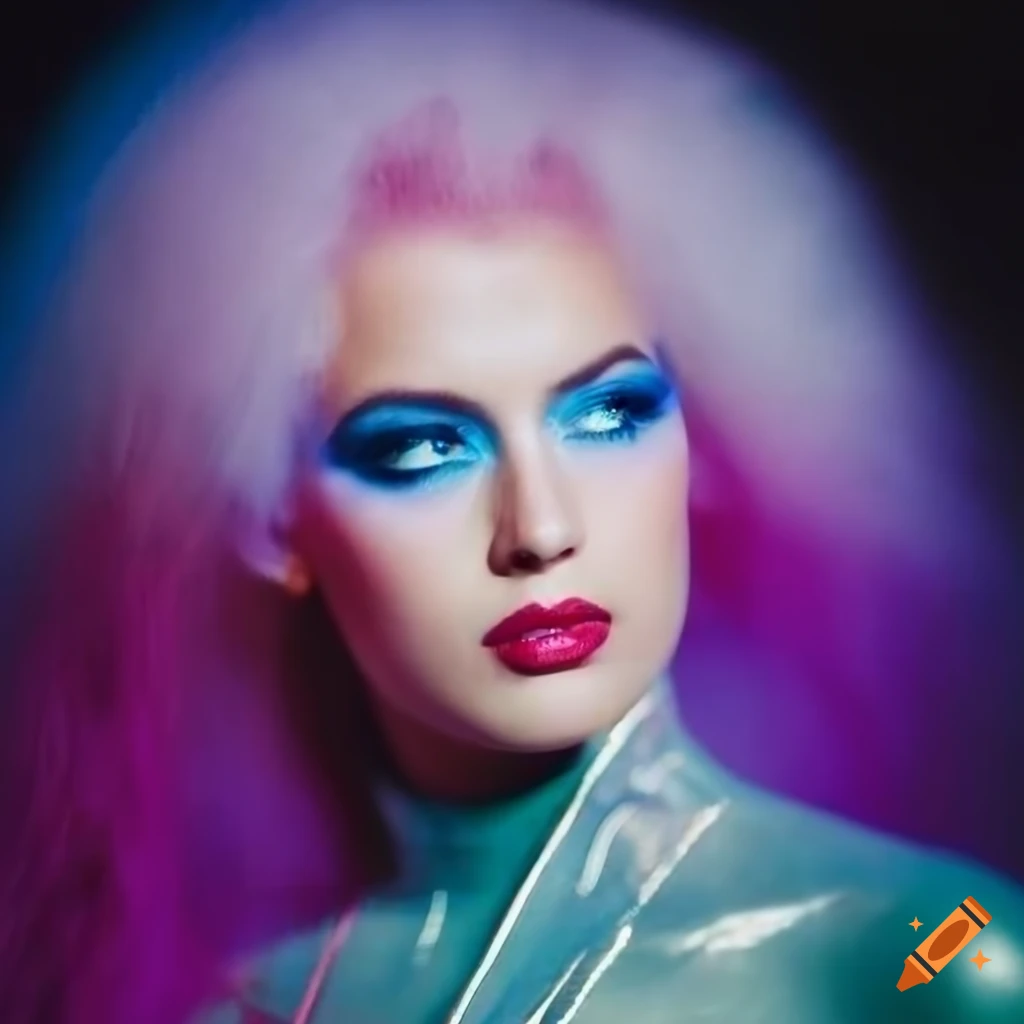 Photorealistic depiction of a young woman in ethereal punk style on Craiyon