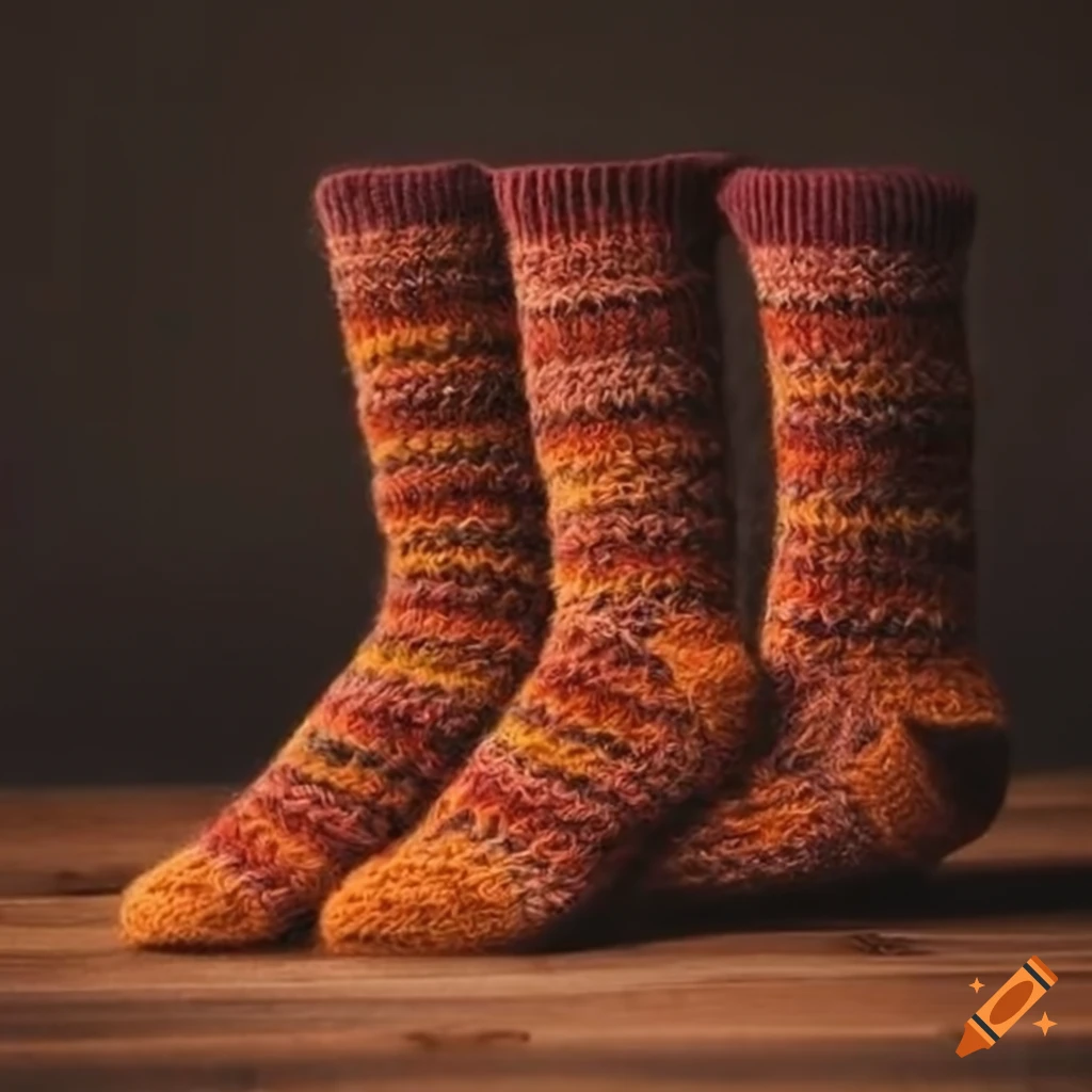 Autumn-themed woolen socks