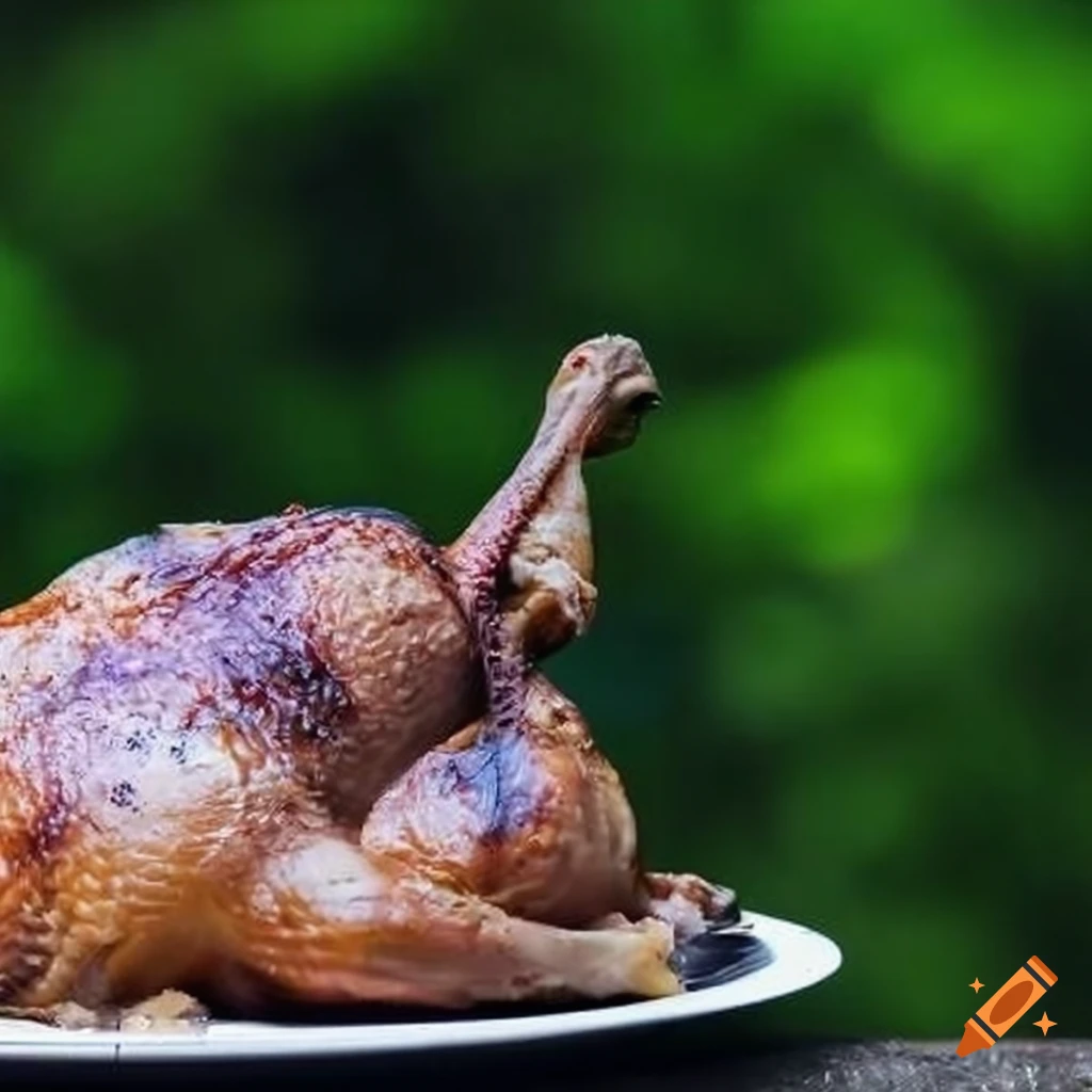 Plate with roasted turkey