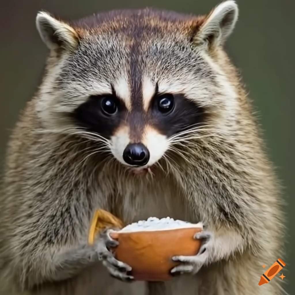 Raccoon eating rice on Craiyon