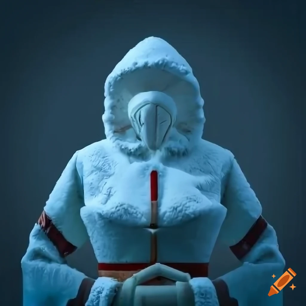 Close up of a woman in medieval winter clothes in the snow on Craiyon