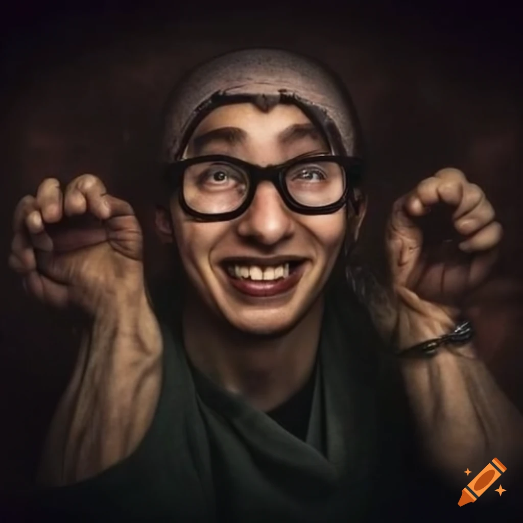 Image of a person dressed as a nerd in a gang