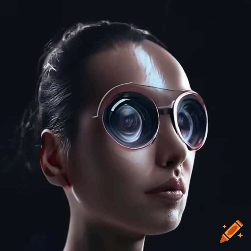 Advanced camera with transparent head and lifelike lenses on Craiyon