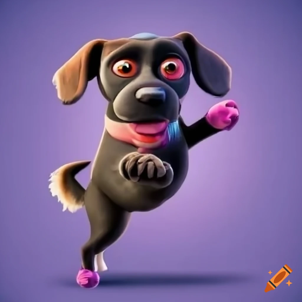 Pixar dog named ruby jumping over a pole on Craiyon