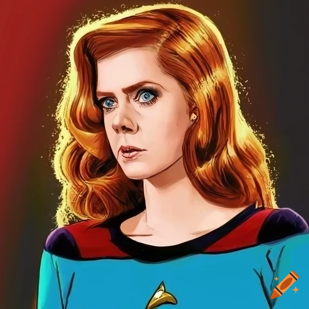 Cartoon Artwork Of Young Amy Adams As A Star Trek Character On Craiyon
