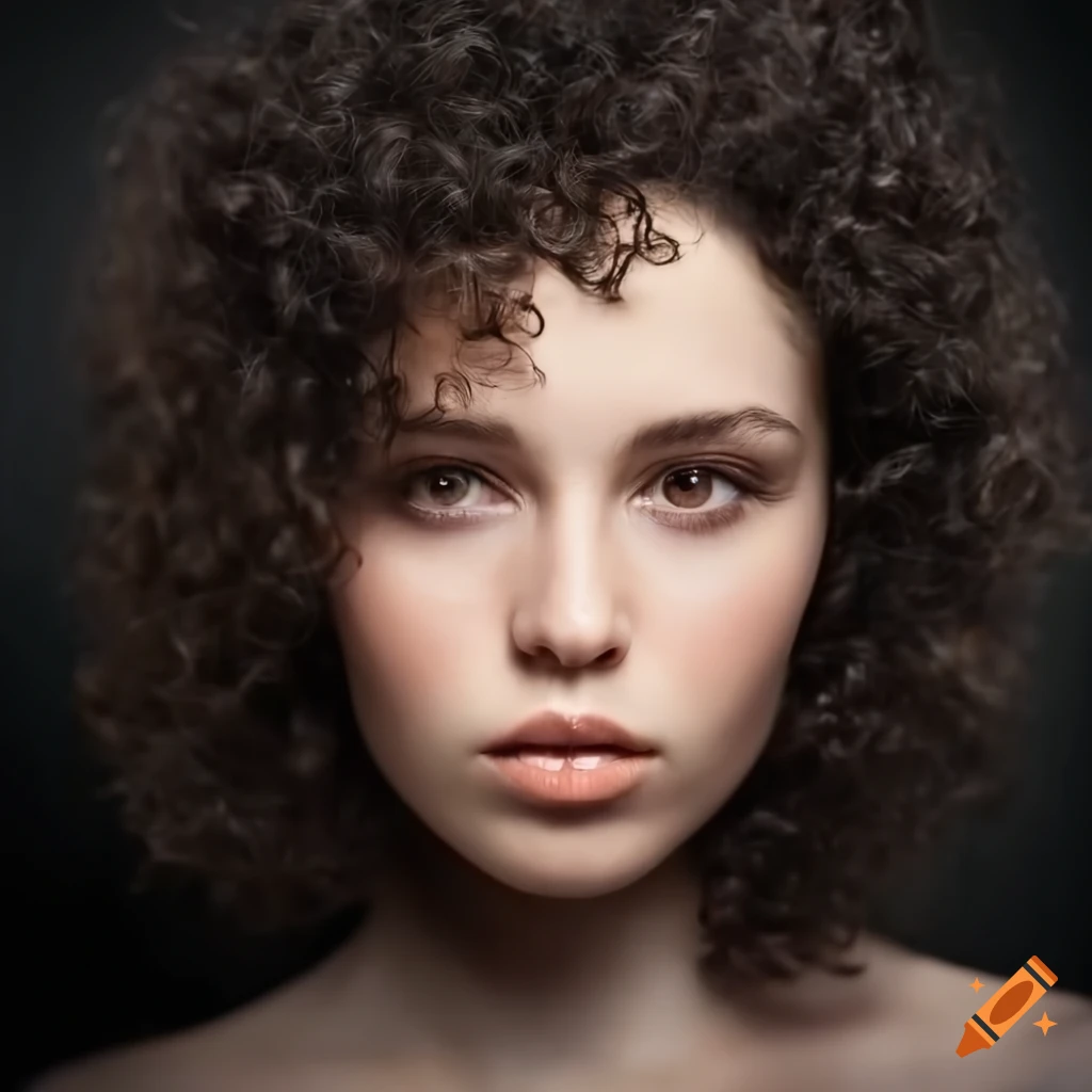 Detailed Portrait Of A Woman With Short Black Curly Hair On Craiyon