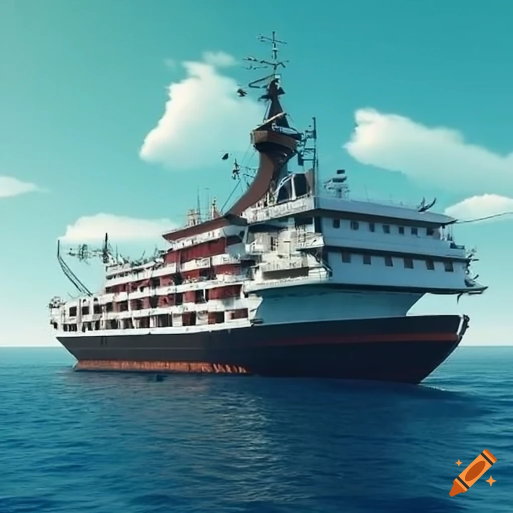Conventional ship on the sea