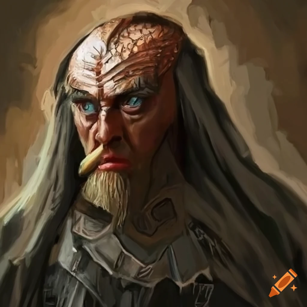 Van gogh style painting of a klingon warrior on Craiyon