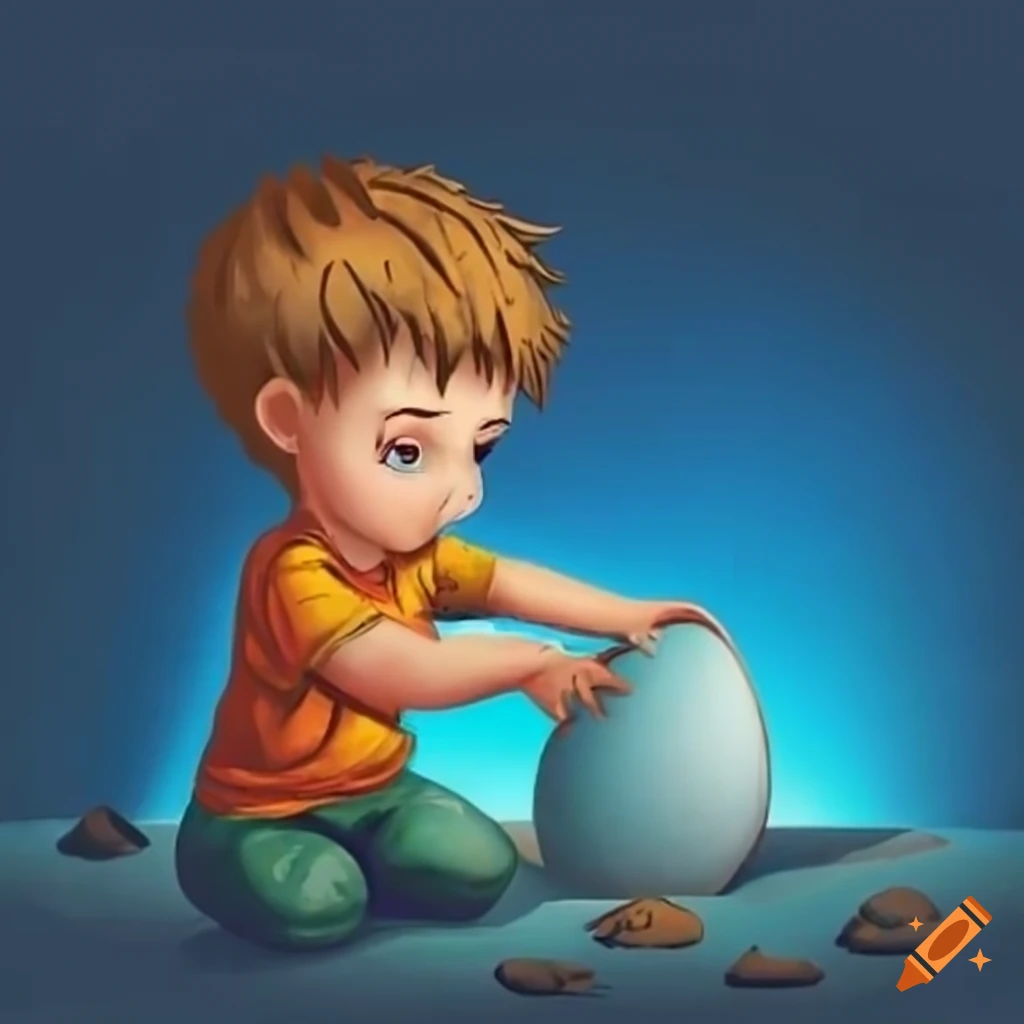 Cartoon boy and girl catching eggs on Craiyon