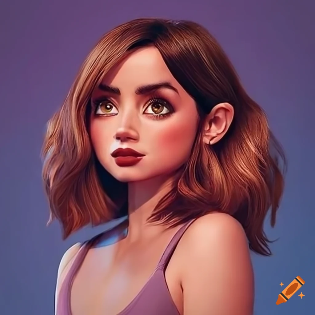 Ana de Armas in Pixar-style animation on Craiyon