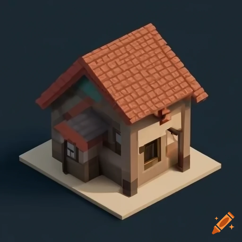 Isometric house in minecraft style