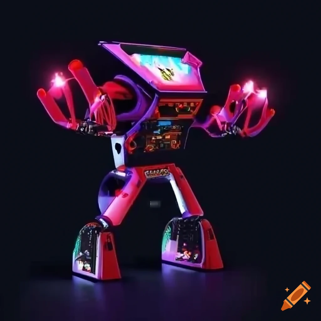 Menacing robotic arcade machine with claw hands on Craiyon