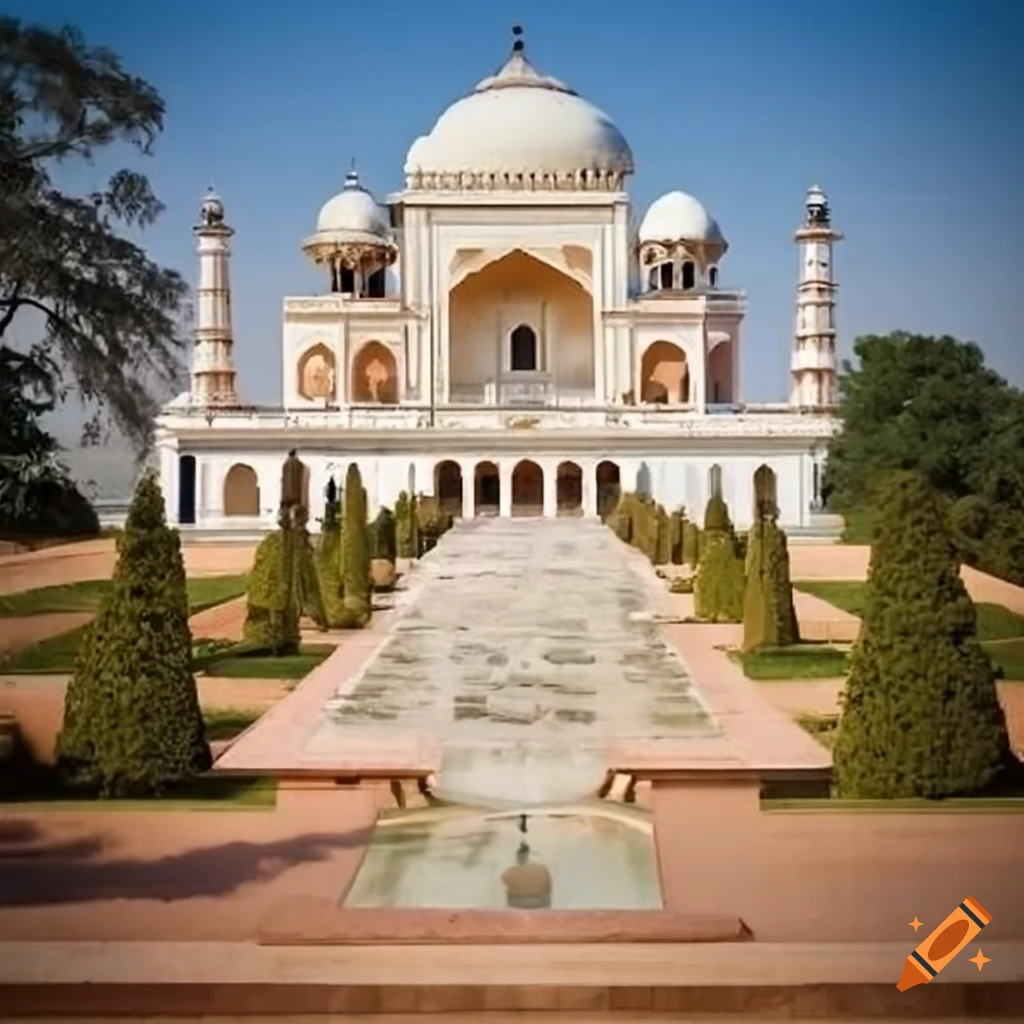 Frontal view of Mughal Mahal White House on Craiyon