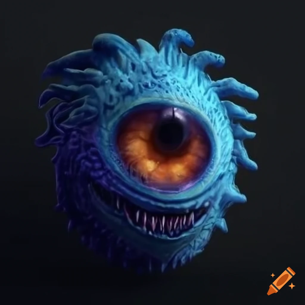 Artwork of a dark blue Scaled beholder on Craiyon