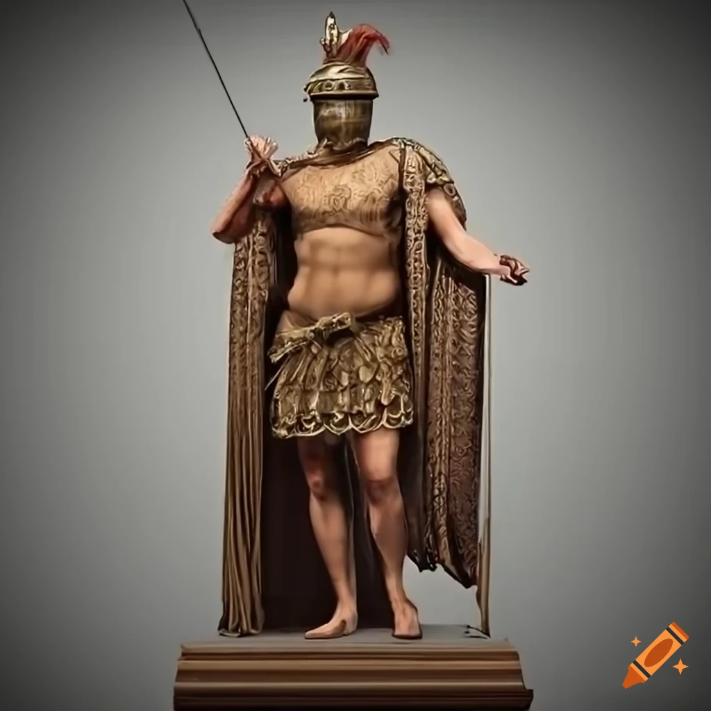 Sculpture of a young man in Roman attire on Craiyon