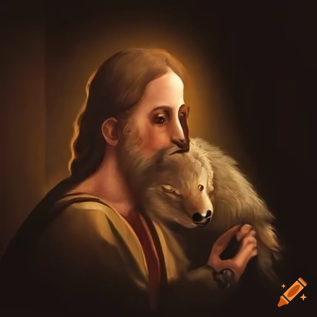 Jesus snowboarding down a slope on Craiyon