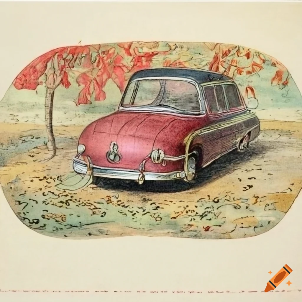 Vintage 19th century illustration of a tatra 603