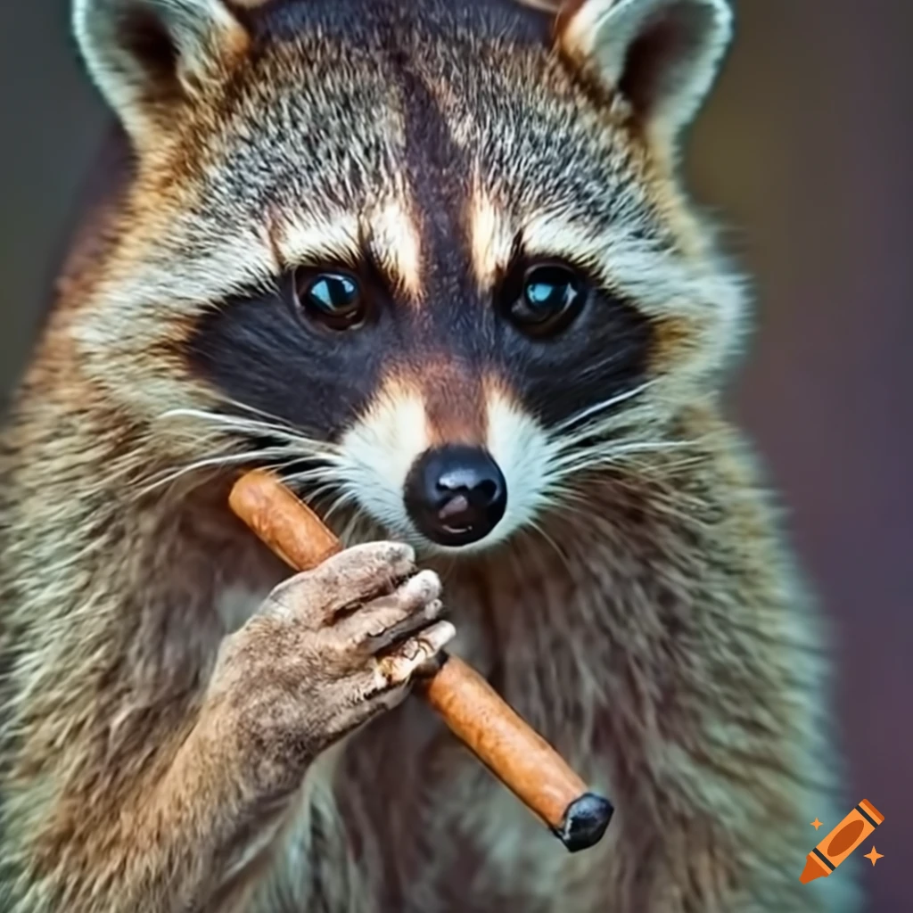 Cool raccoon wearing shades and holding a cigar on Craiyon