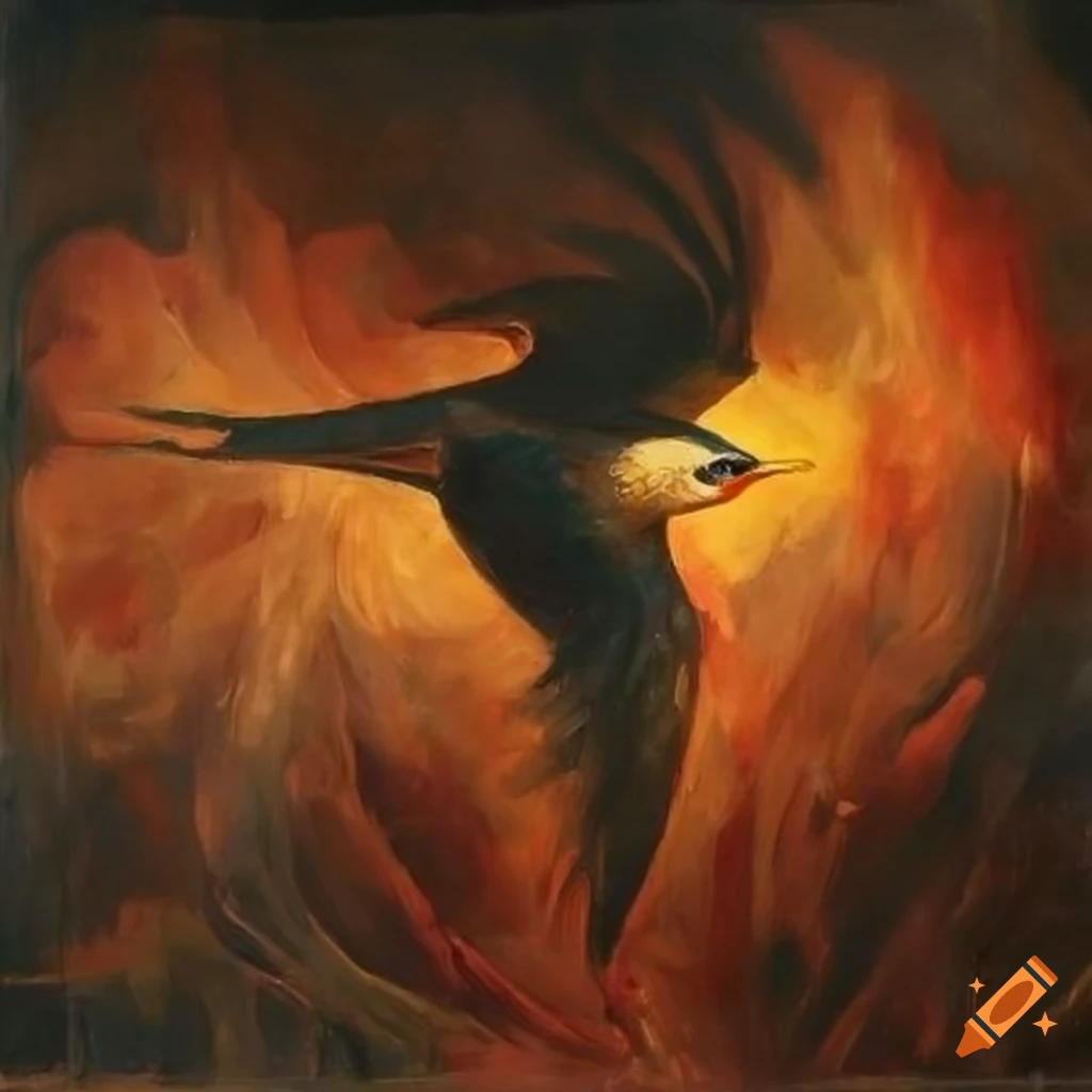 Abstract artwork of a mythical bird representing entropy on Craiyon