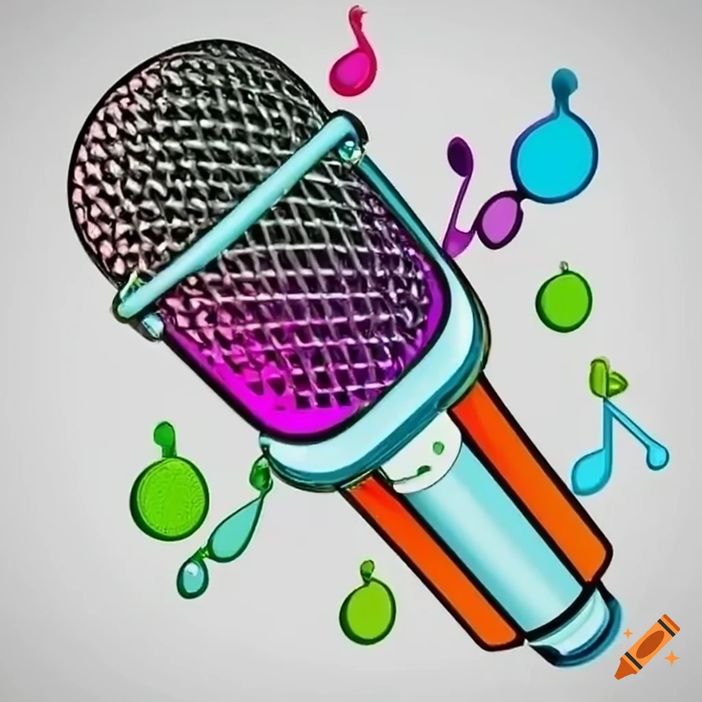 Colorful microphone emitting music on Craiyon