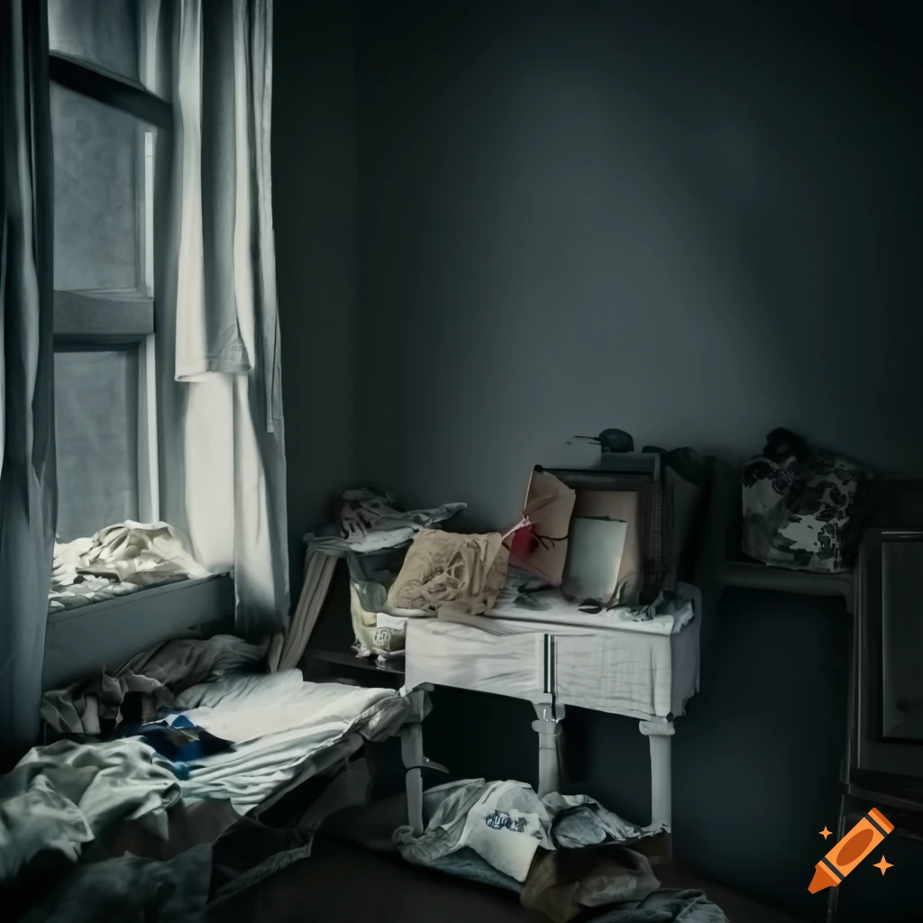 Cluttered old teenager's room with a window on Craiyon