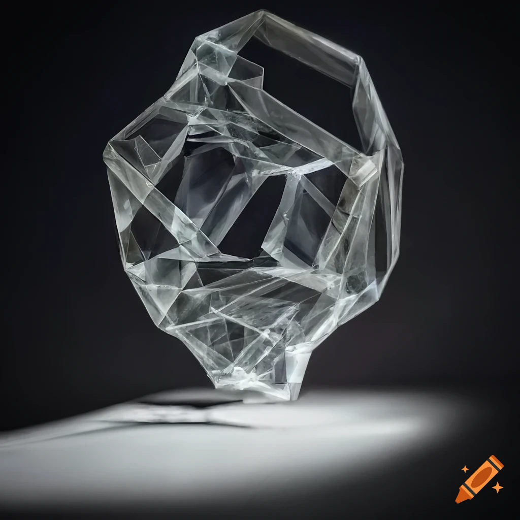 Exotic silver metal cube with amber crystals on Craiyon