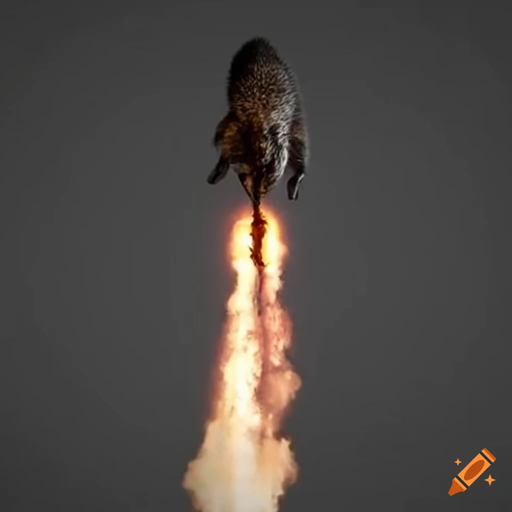 Funny raccoon on a missile on Craiyon