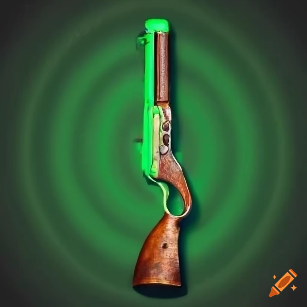Front view of a green neon shotgun on Craiyon