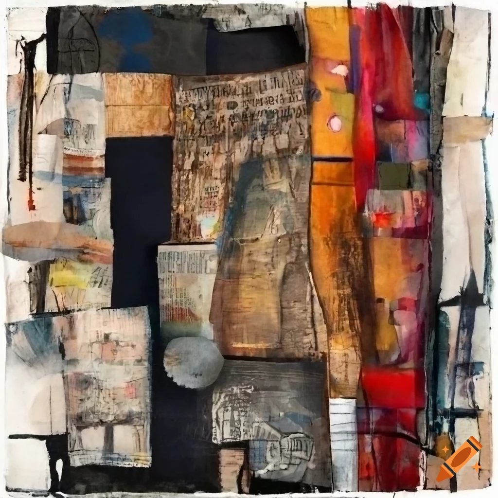 Abstract mixed media collage artwork by jan voss on Craiyon