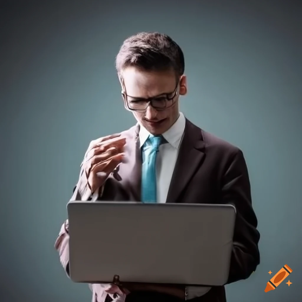 Business professional working on laptop on Craiyon