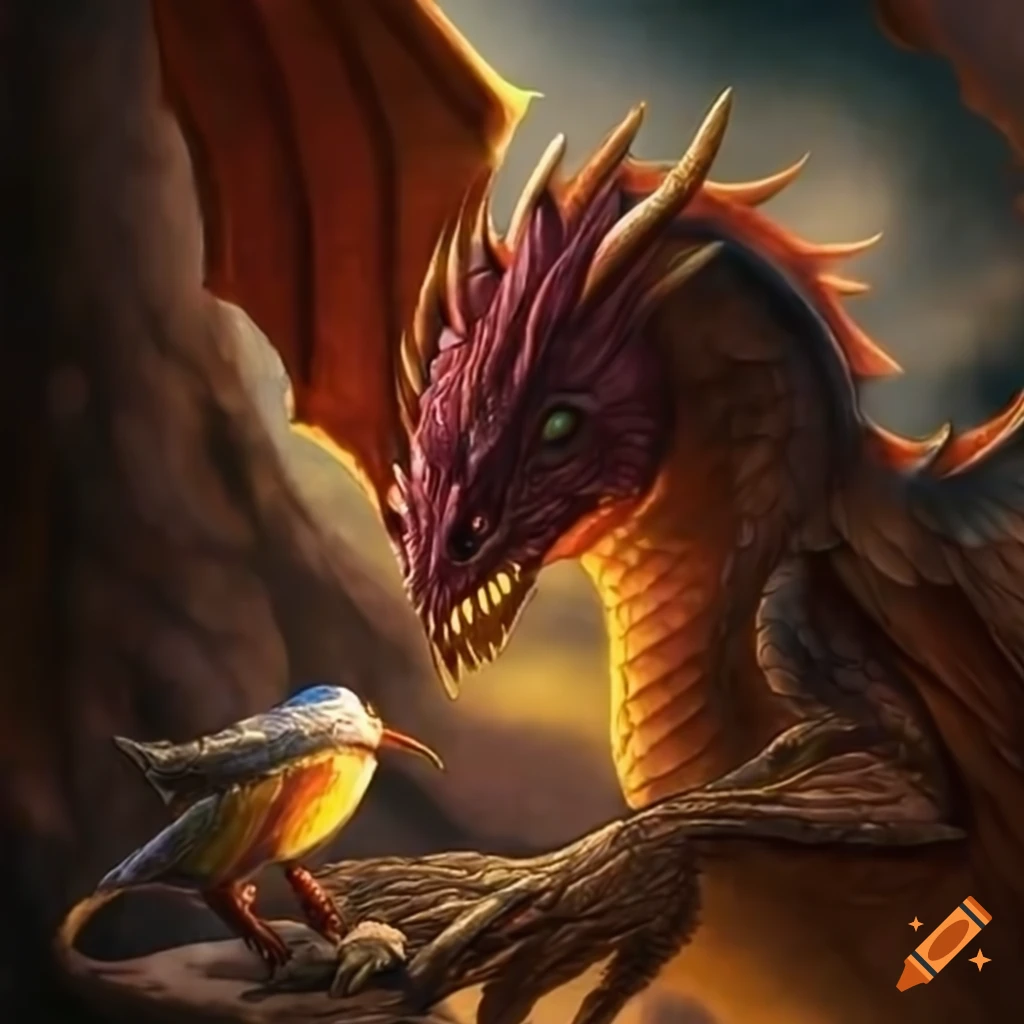 Red fluffy dragon resting in a bed on Craiyon