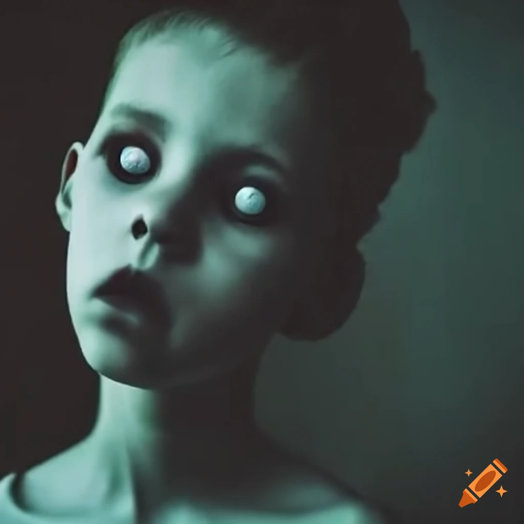 Portrait of a standing teen boy with a creepy vibe on Craiyon