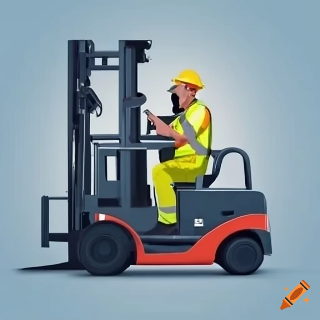 Forklift operator multitasking at work on Craiyon