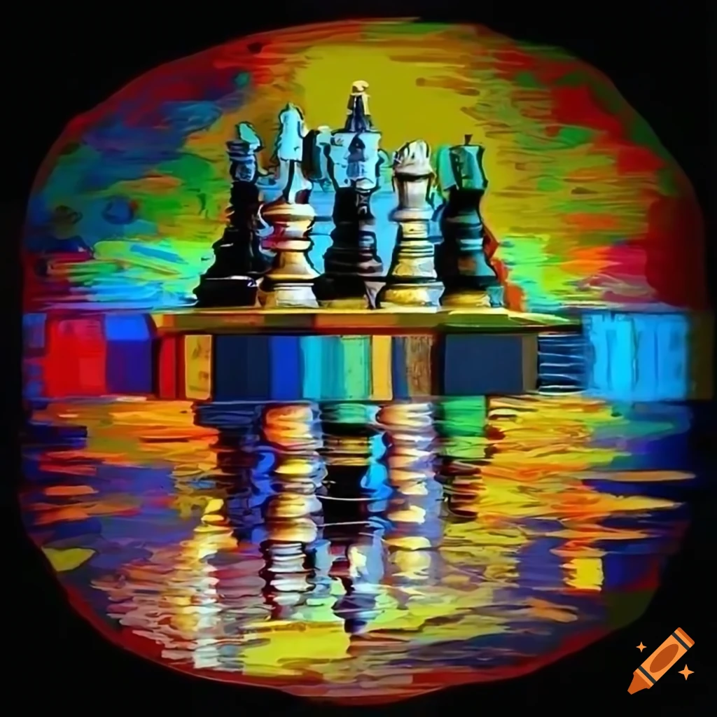Colorful chess board inspired by van gogh