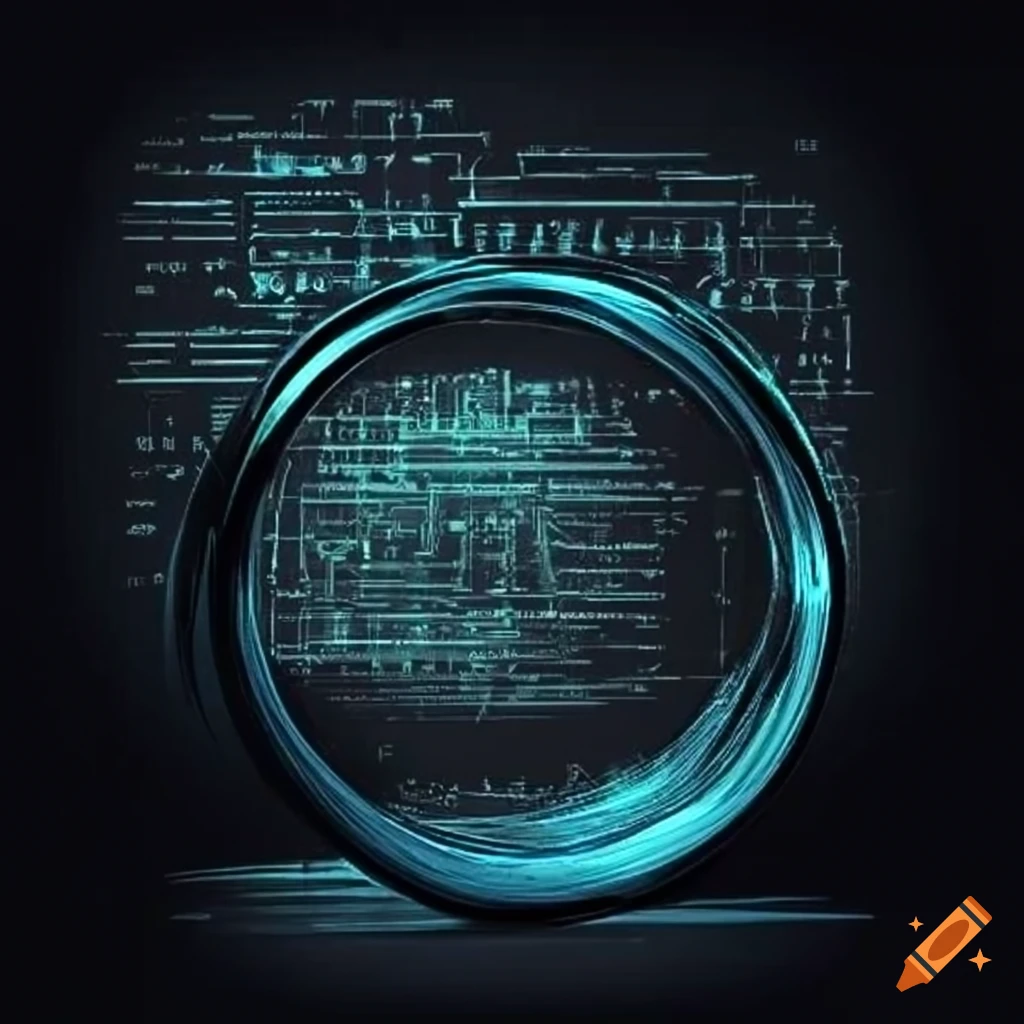 Magnifying glass on a complex it system chart on Craiyon
