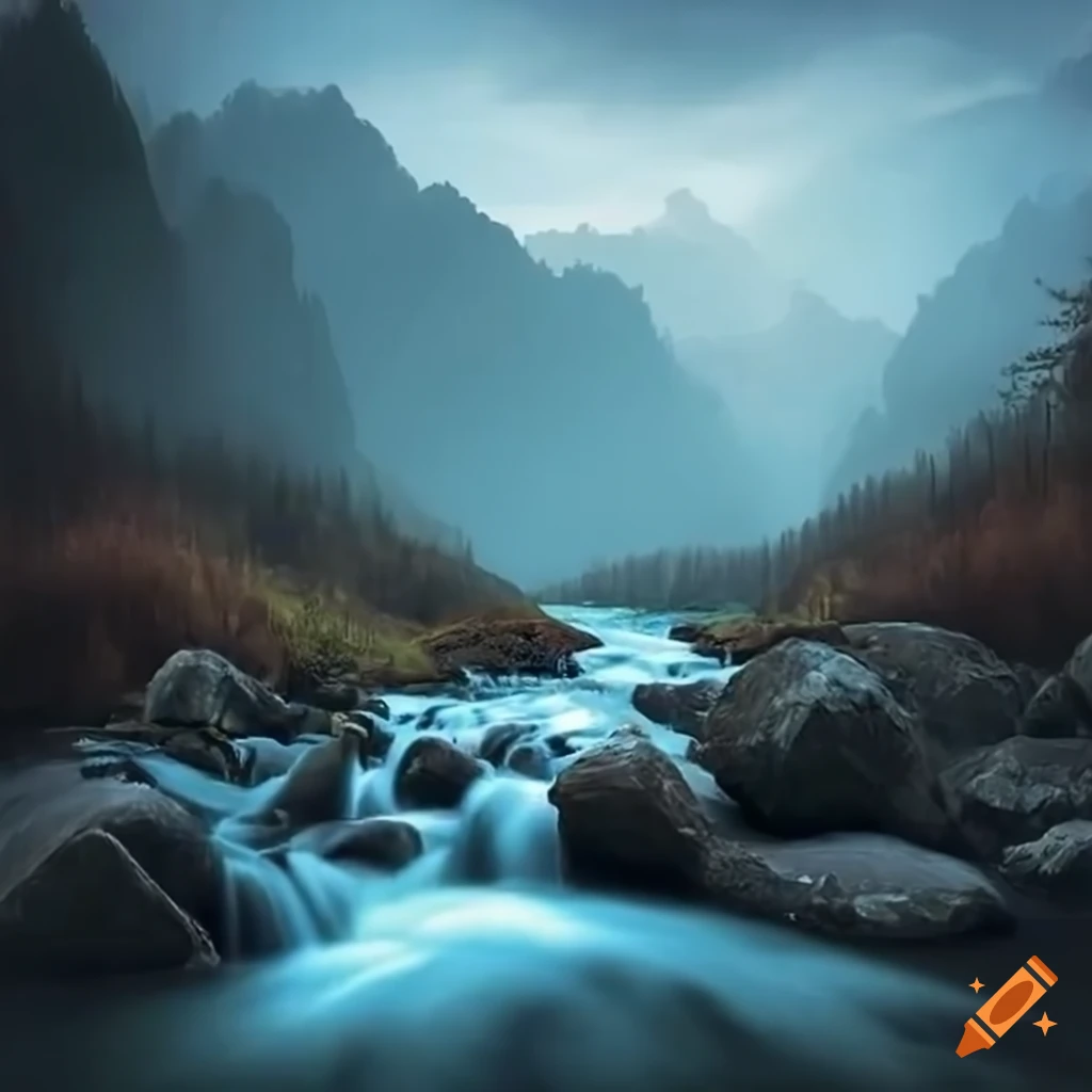 Mountain river on Craiyon