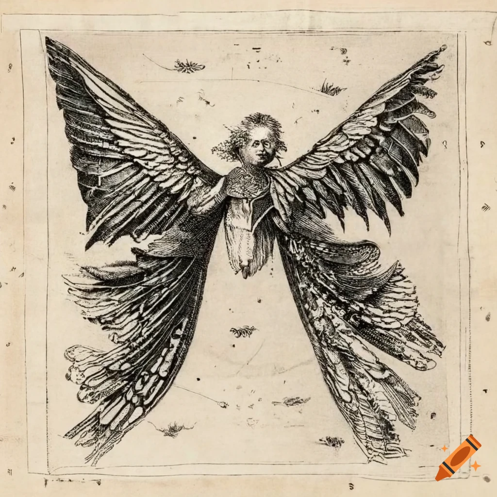 16th century engraving of silk fabric in flight on Craiyon